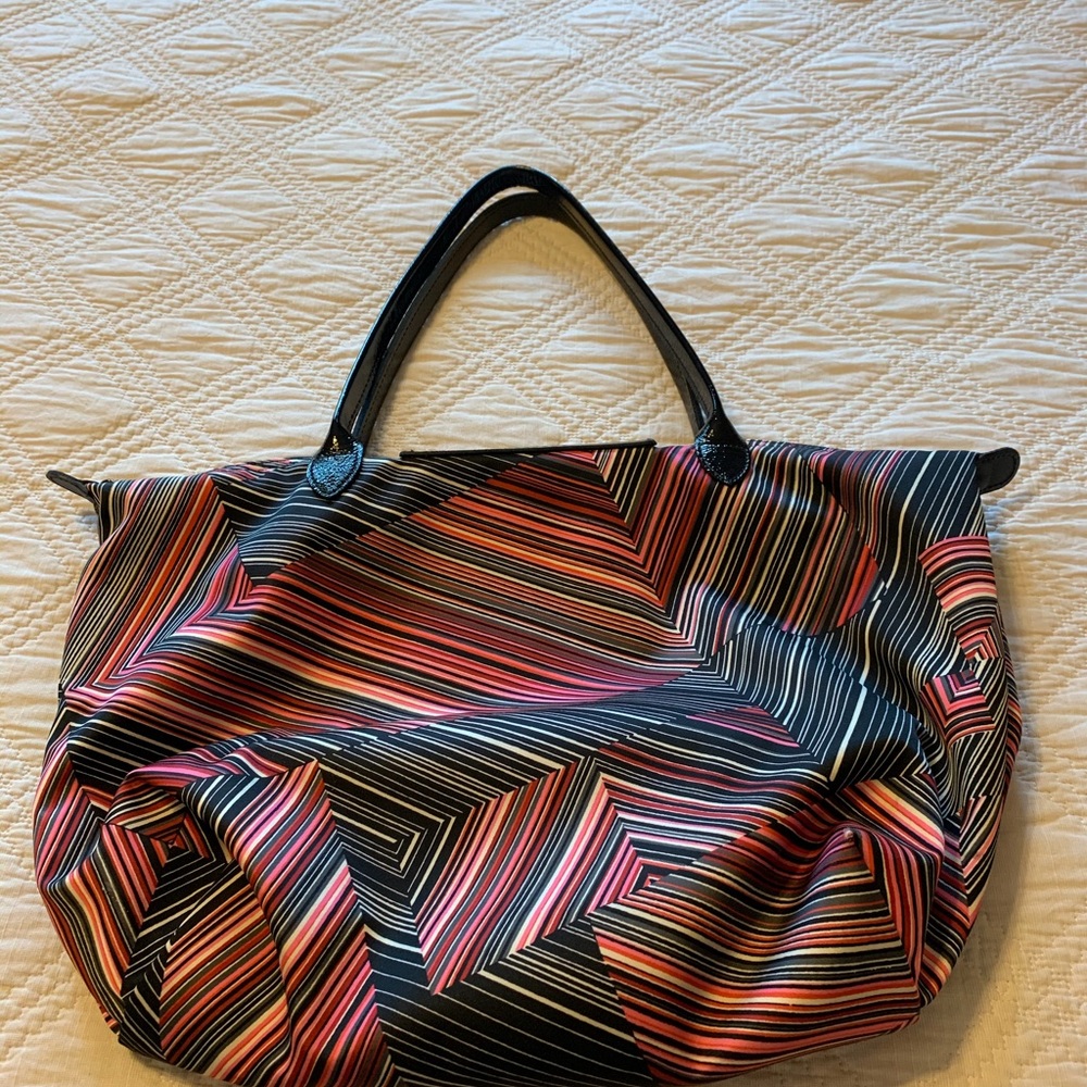 Longchamp Limited Edition Print Shoulder Tote. - Gem